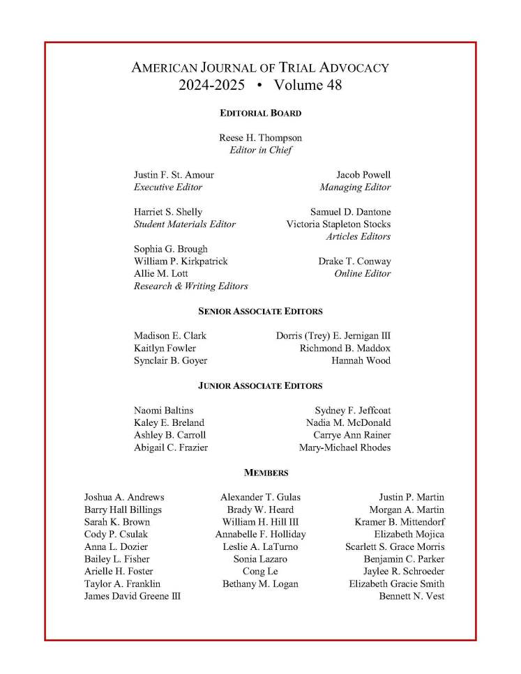 Masthead – American Journal of Trial Advocacy